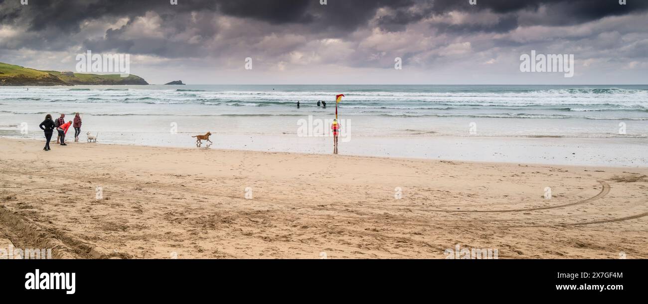 A panoramic image of dark, brooding rainclouds approaching Fistral ...