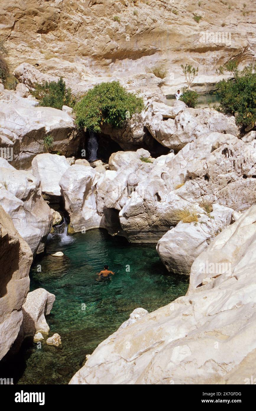 Wadi Bani Khalid, Oman, Arabian Peninsula, Middle East - Rock barriers ...