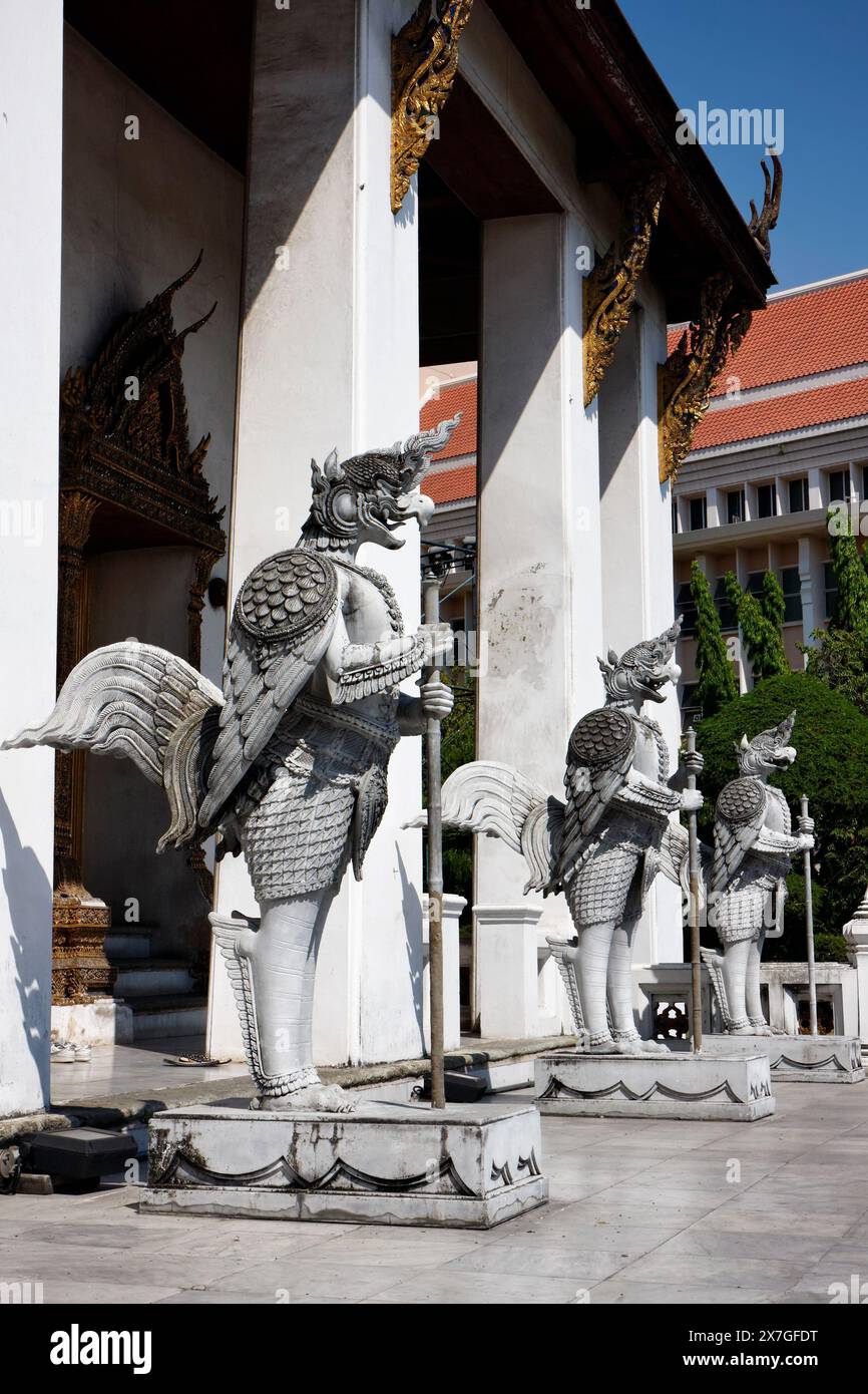 Thailand, Bangkok, Amarintharam Worawihan Temple, sacred statues at the ...
