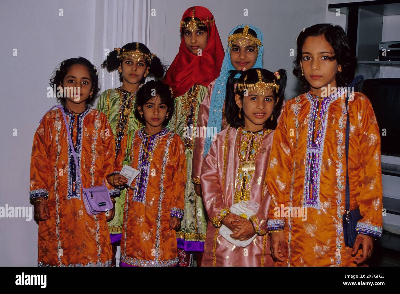 Mudayrib, Oman, Arabian Peninsula, Middle East - Omani girls wear their ...
