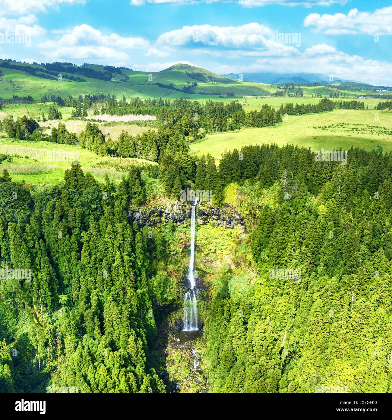 Waterfall drone in furnas hi-res stock photography and images - Alamy