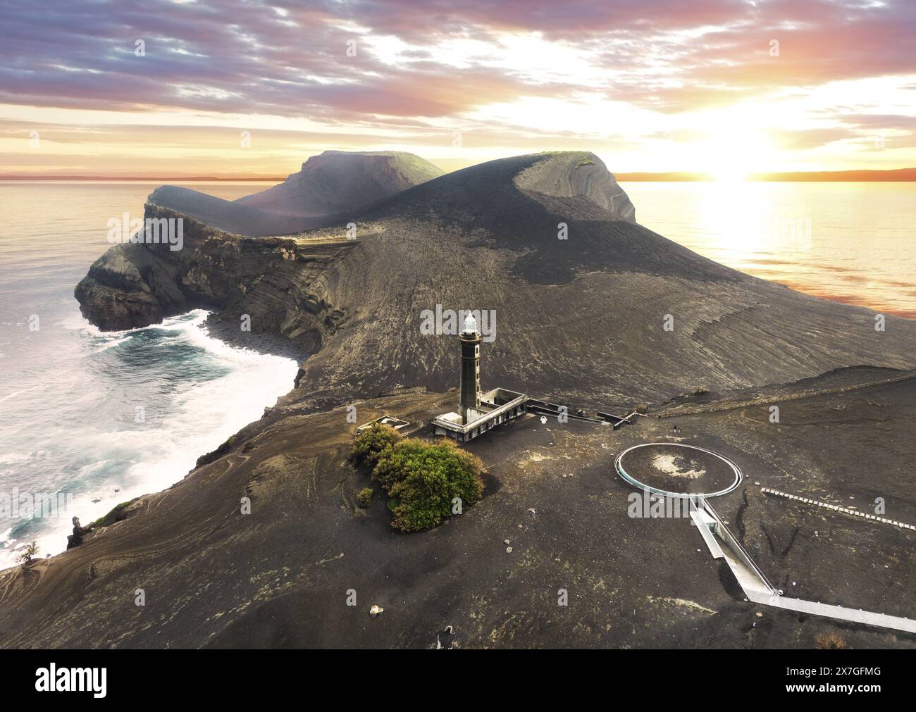 Azores - Volcano dos Capelinhos at sunset on the island Faial Stock ...