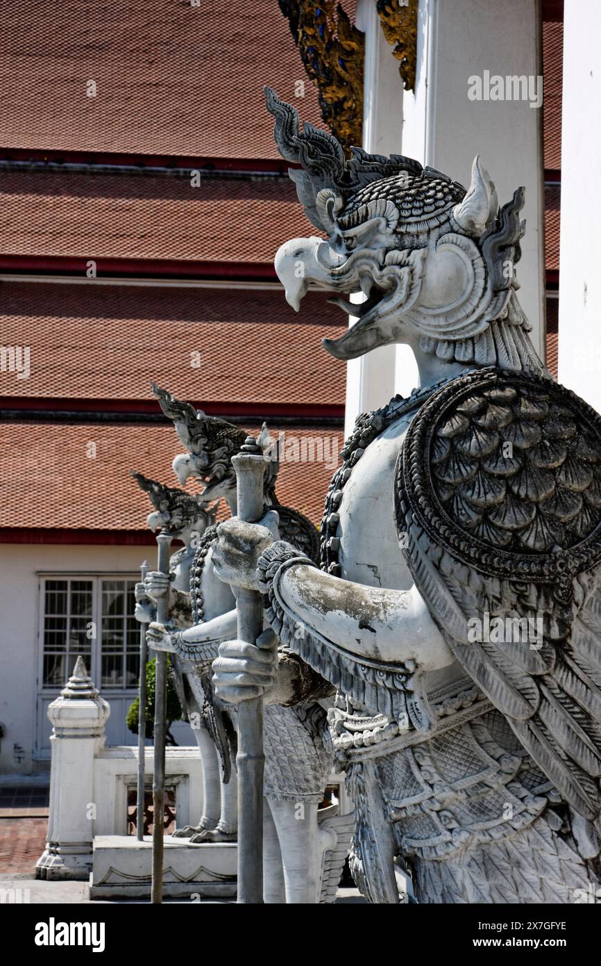Thailand, Bangkok, Amarintharam Worawihan Temple, sacred statues at the ...