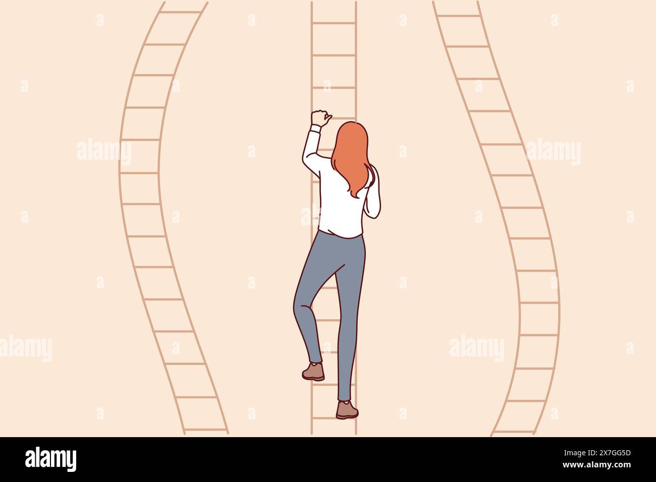 Progress woman climbs career ladder, choosing most promising path to ...