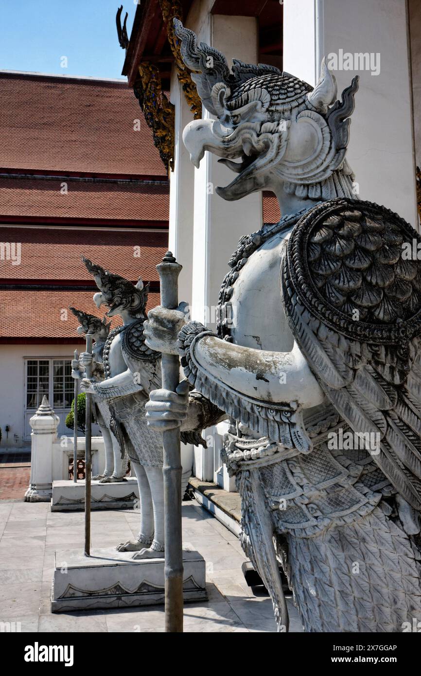 Thailand, Bangkok, Amarintharam Worawihan Temple, sacred statues at the ...