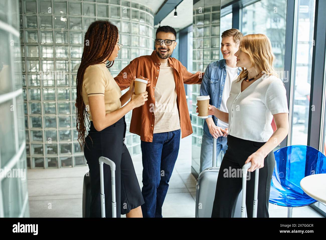 Multicultural colleagues gather in a circle, connecting and sharing ...
