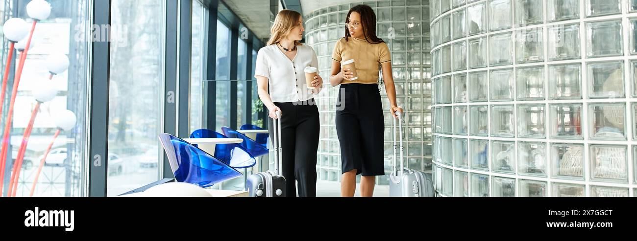 Two diverse businesswomen stand side by side, embodying unity and ...
