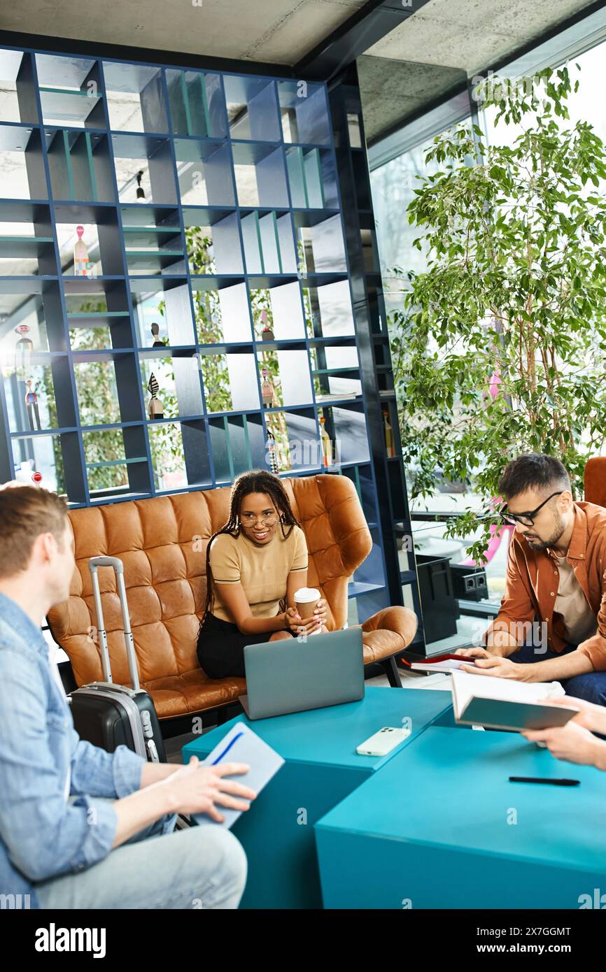Multicultural colleagues in casual attire discussing business ...
