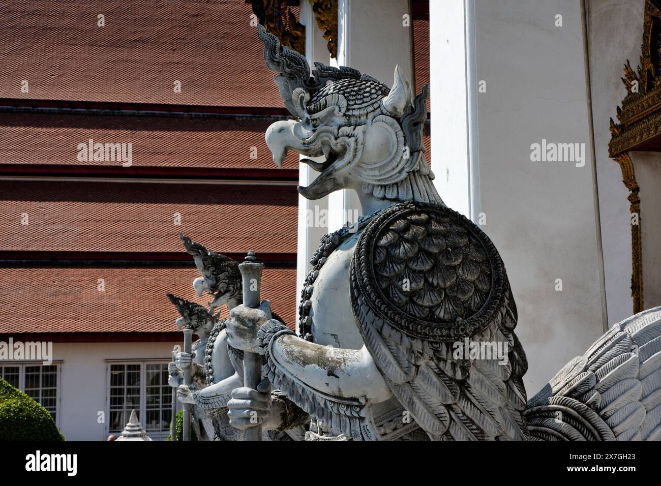 Thailand, Bangkok, Amarintharam Worawihan Temple, sacred statues at the ...