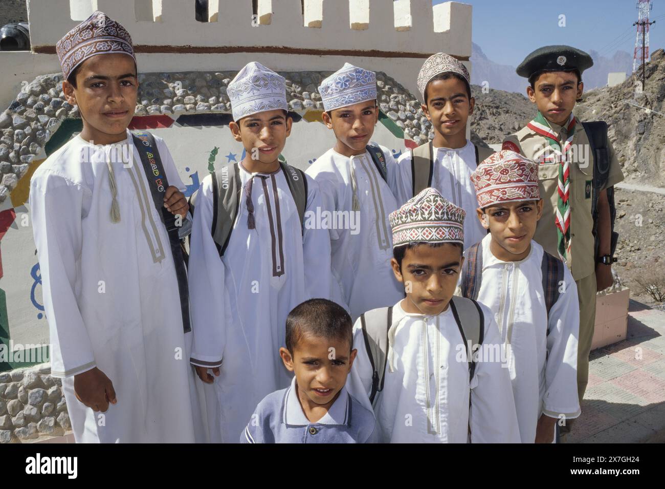 Wadi Bani Kharus, Oman, Arabian Peninsula, Middle East. Omani ...