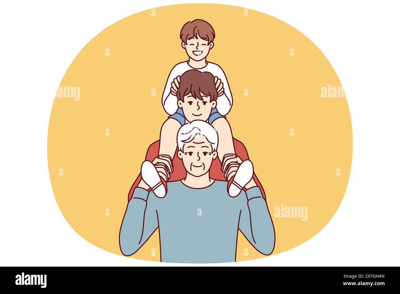 Men of different generations pose for family photo standing behind ...