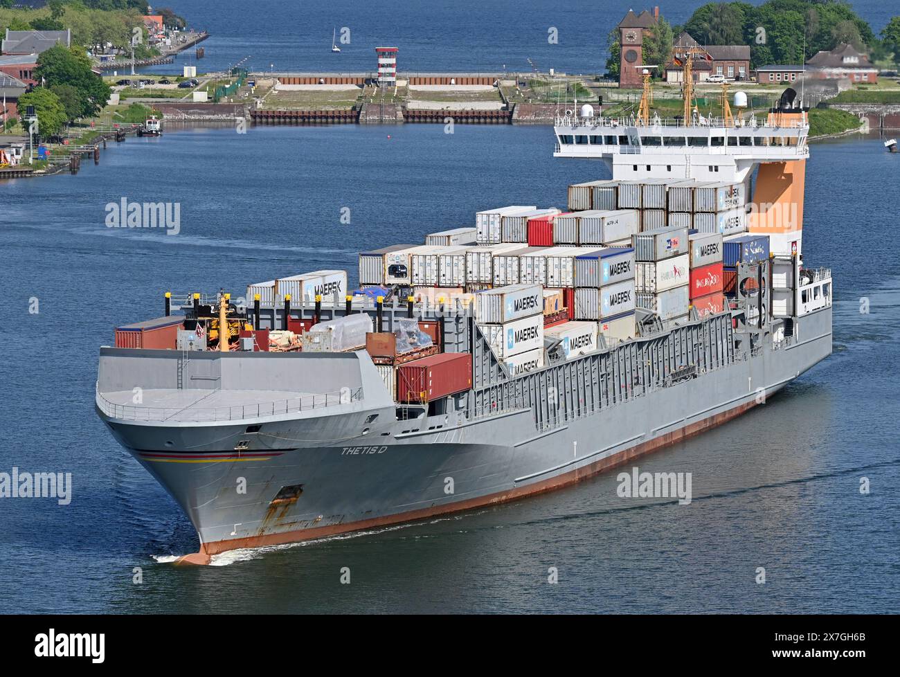 Containership THETIS D at the Kiel Canal Stock Photo - Alamy