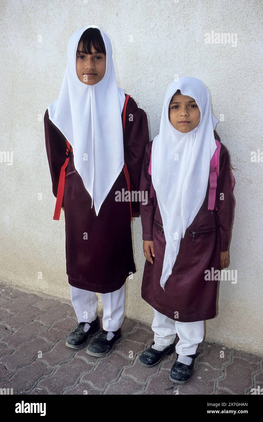 Batinah Coast, Oman, Arabian Peninsula, Middle East. Two Omani ...