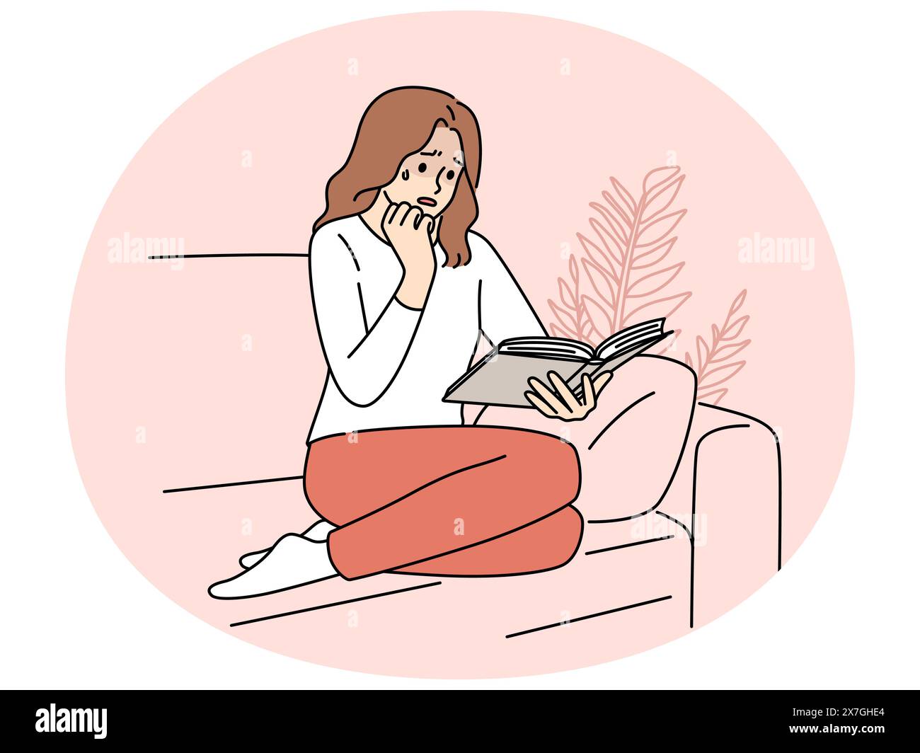 Sad woman crying reading book Stock Vector Images - Alamy
