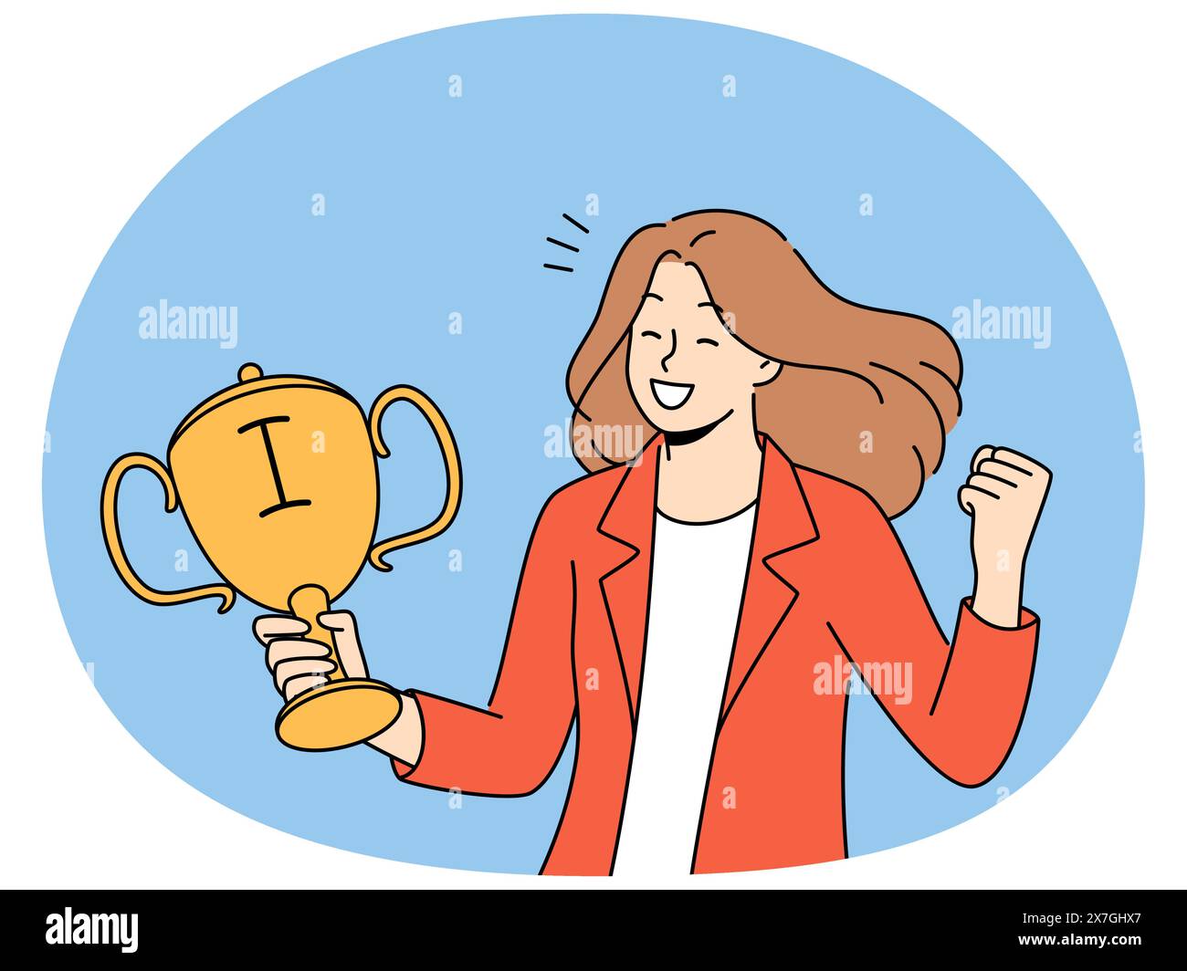 Girl winning cup Stock Vector Images - Alamy