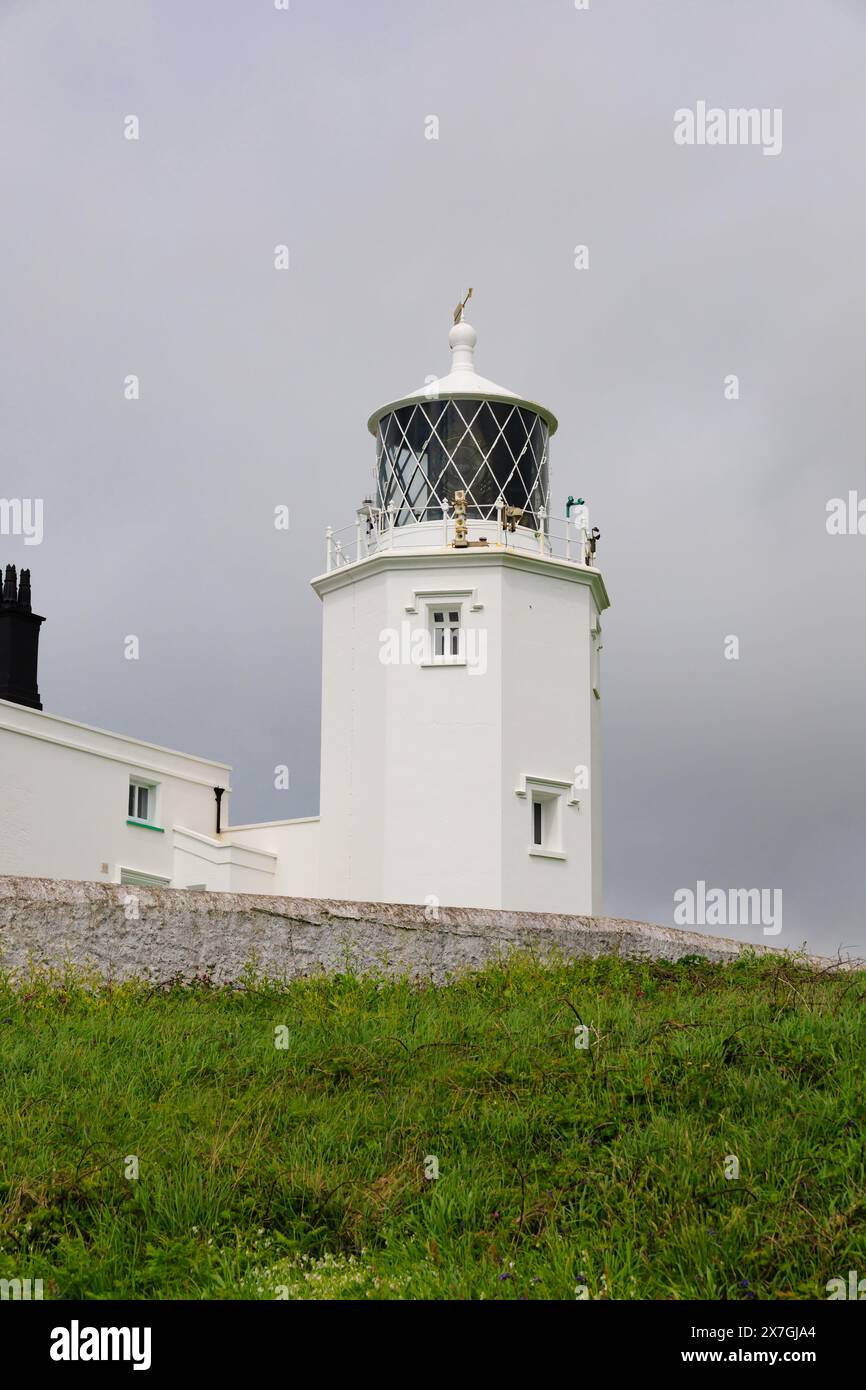 The Lizard Point lighthouse with grey sky, Cornwall, West Country ...