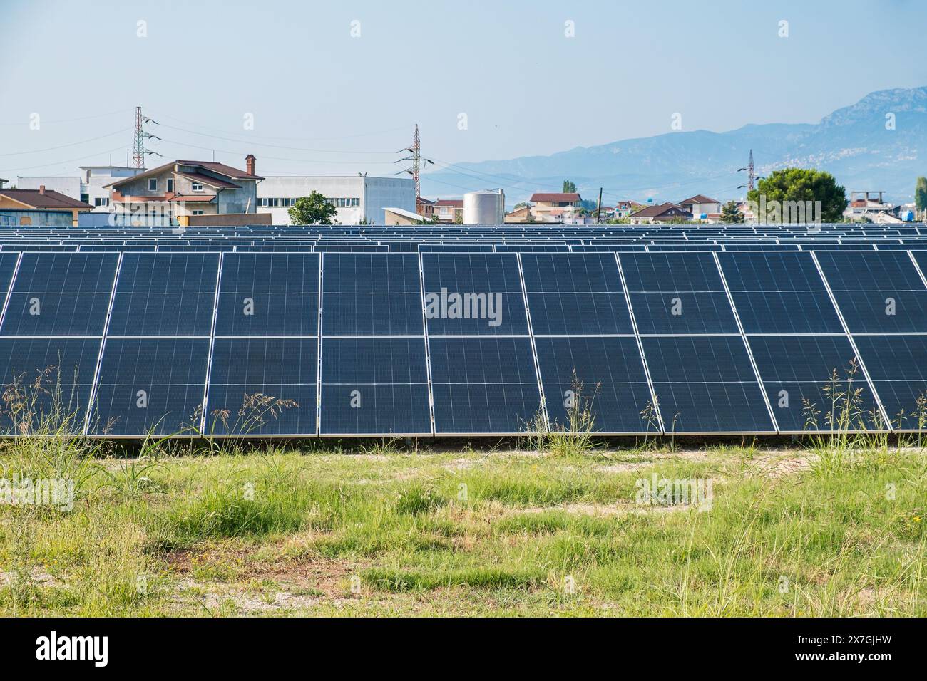 Solar photovoltaic panels in solar farm used to produce mill in a flour ...