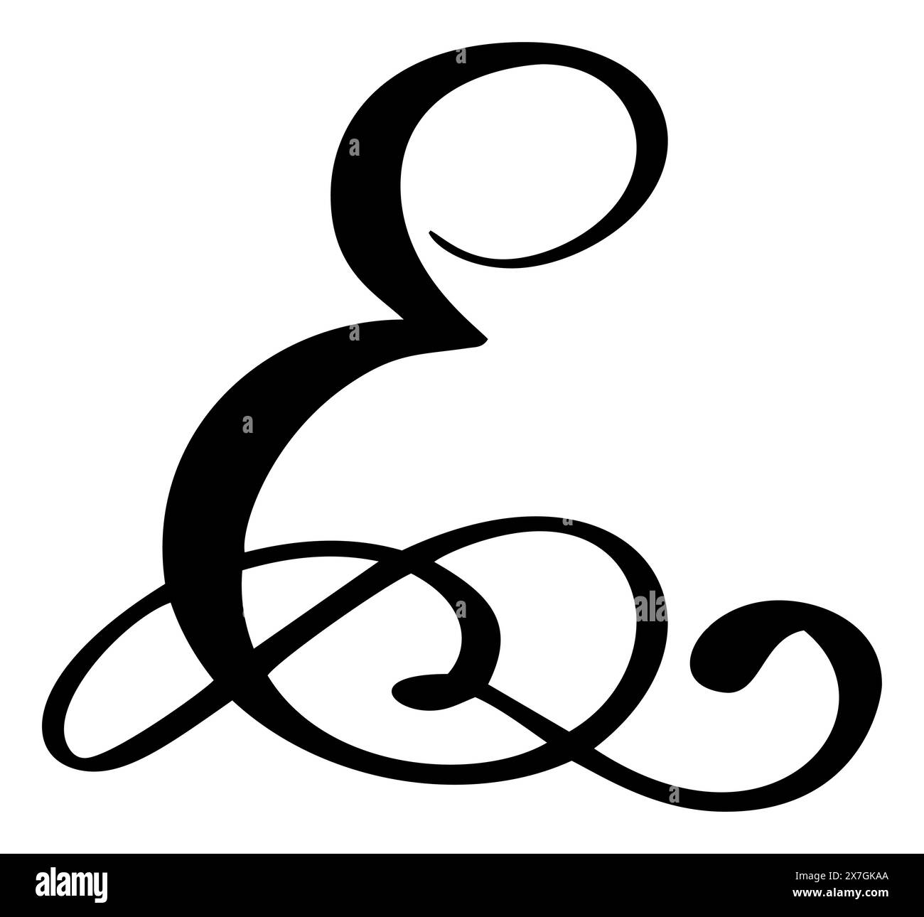 Vector calligraphy hand drawn letter E logo. Script font. Handwritten ...