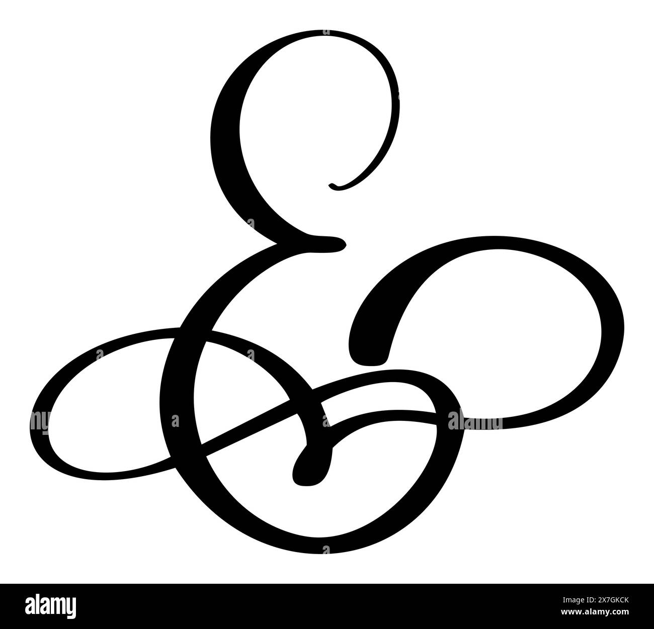 Hand drawn vector calligraphy letter E. Script font logo. Handwritten ...