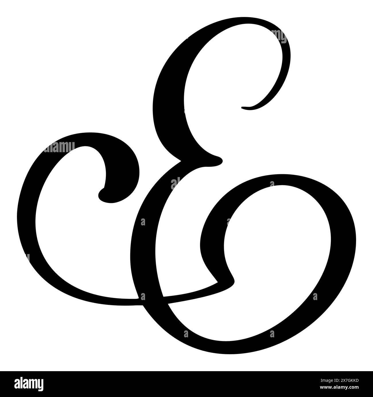 Vector calligraphy hand drawn letter E. Script font logo icon ...