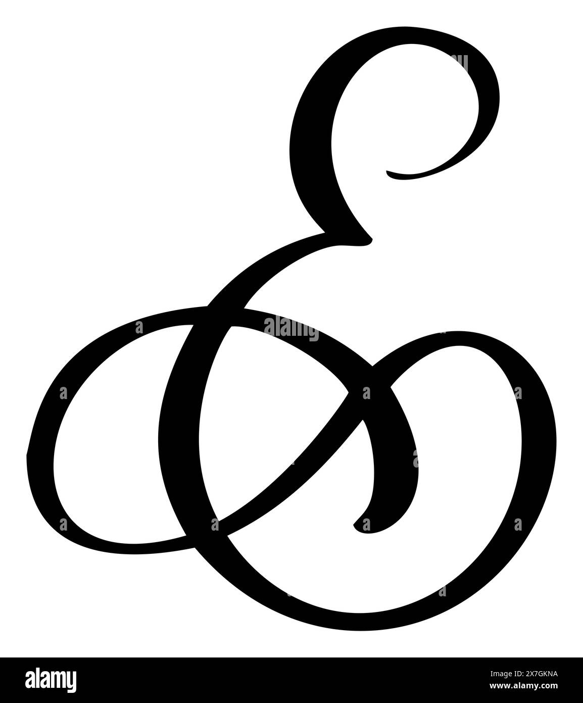 Vector calligraphy hand drawn letter E. Script font logo icon ...
