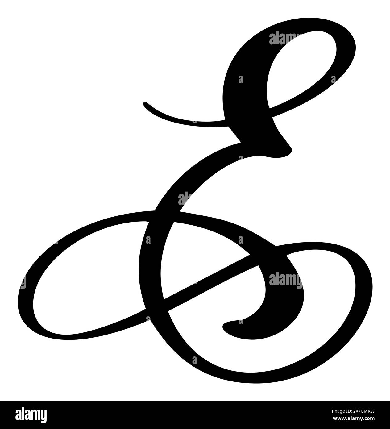 Vector calligraphy hand drawn letter E logo. Script font. Handwritten ...