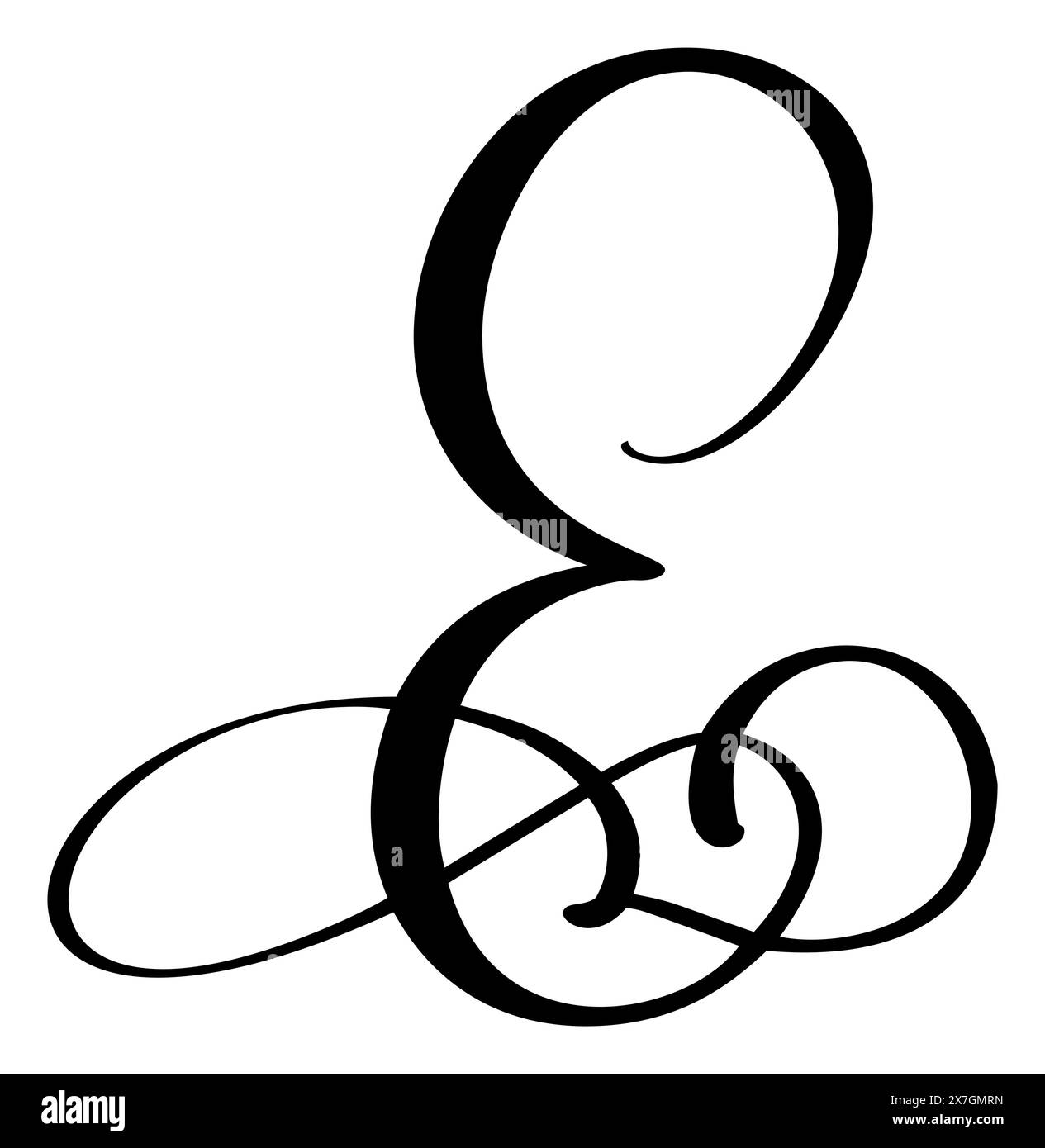 Hand drawn vector calligraphy letter E. Script font logo. Handwritten ...