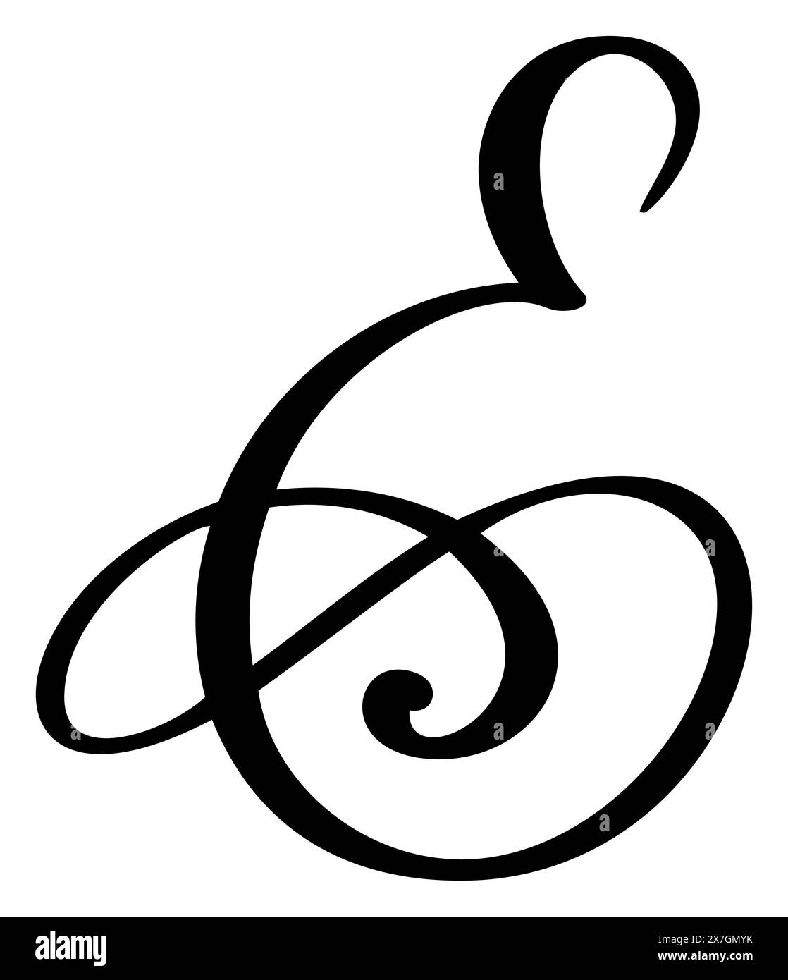 Vector calligraphy hand drawn letter E logo. Script font. Handwritten ...