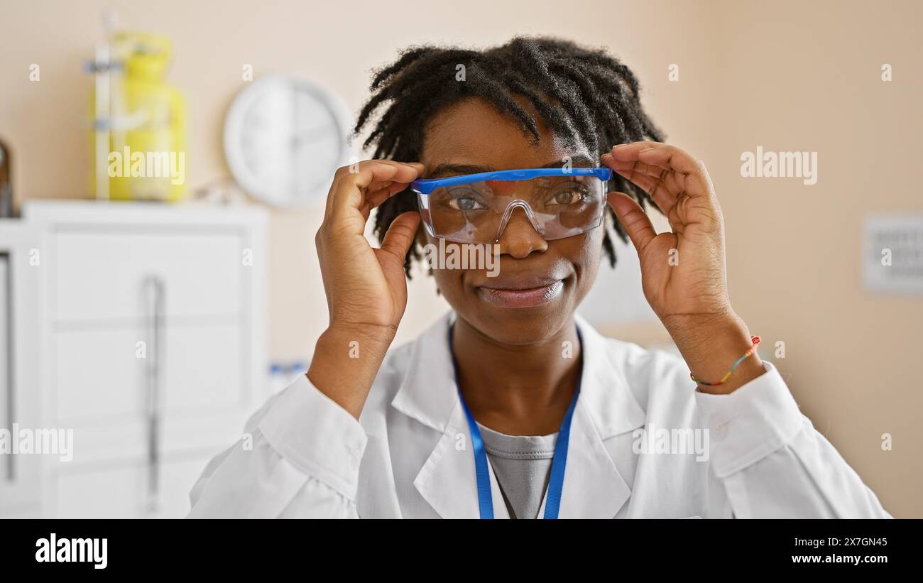 Portrait african american researcher goggles hi-res stock photography ...