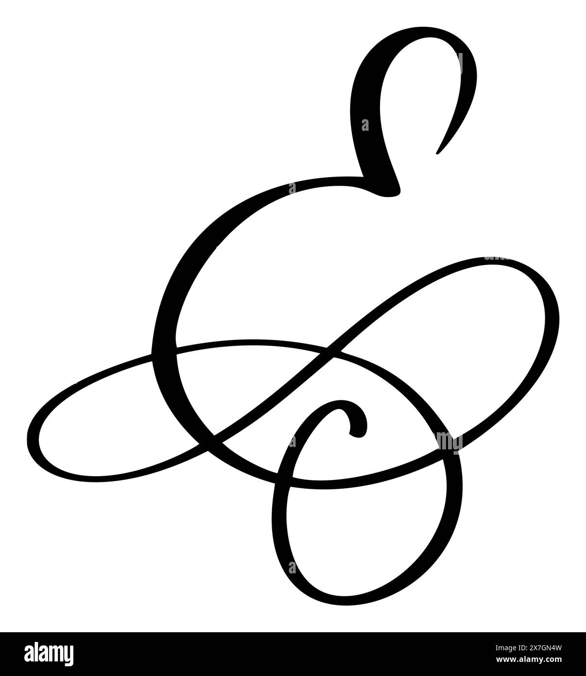 Hand drawn vector calligraphy letter E. Script font logo. Handwritten ...