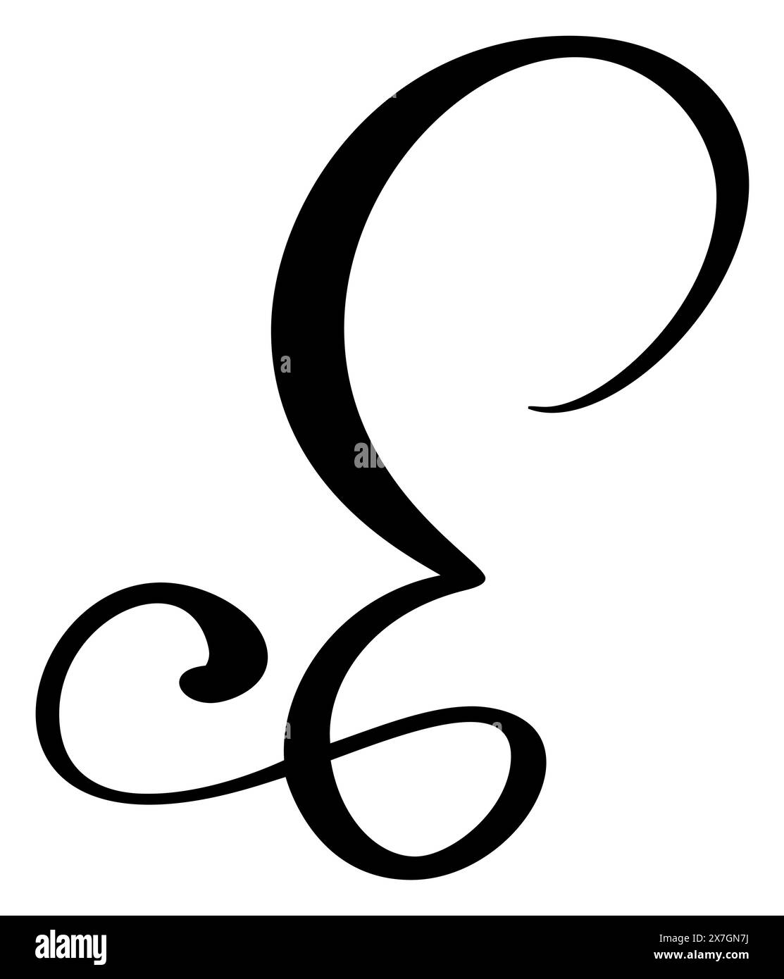 Vector calligraphy hand drawn letter E. Script font logo icon ...