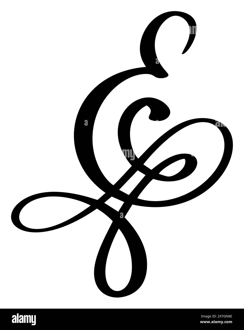 Vector calligraphy hand drawn letter E. Script font logo icon ...