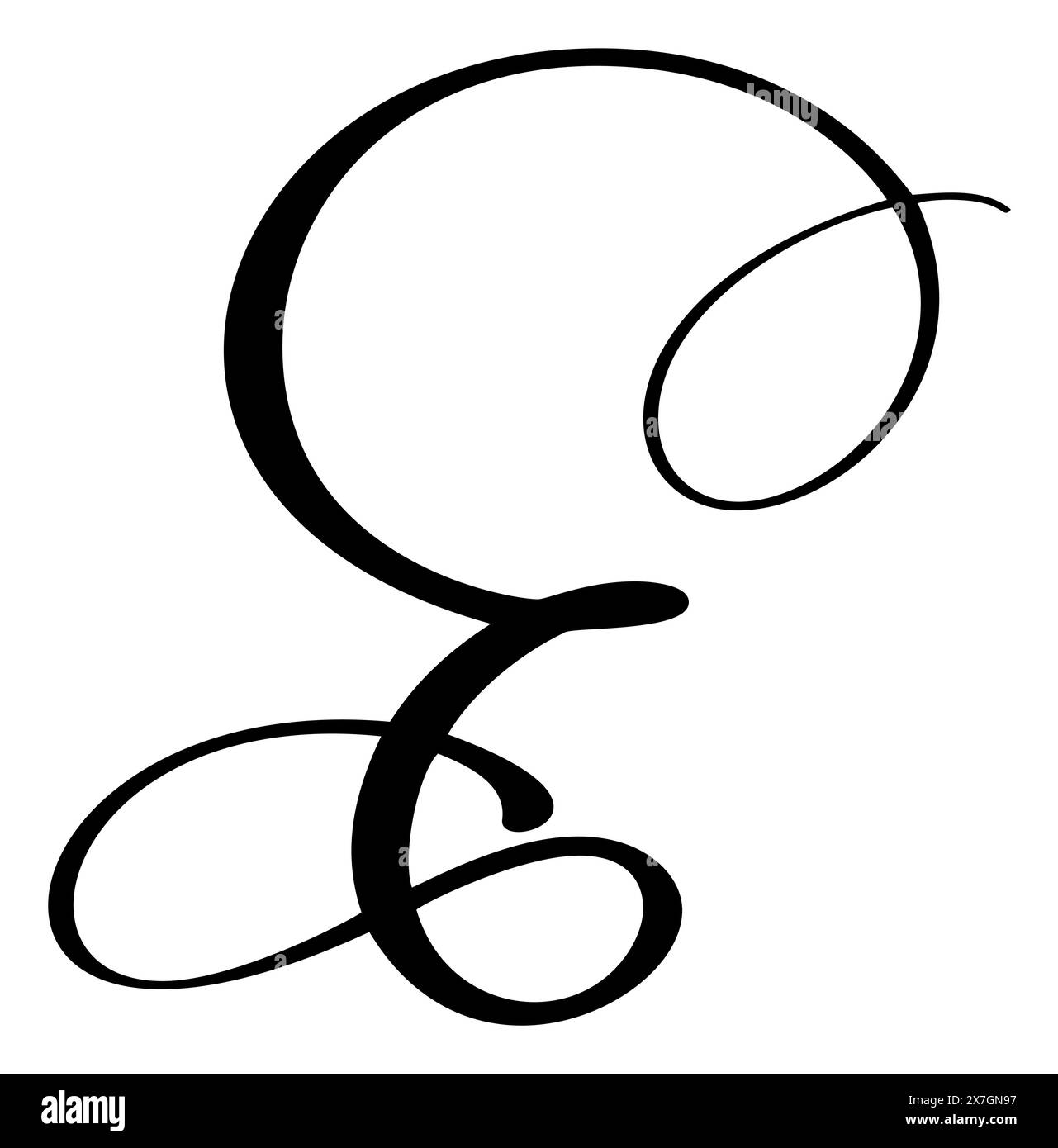 Hand drawn vector calligraphy letter E. Script font logo. Handwritten ...