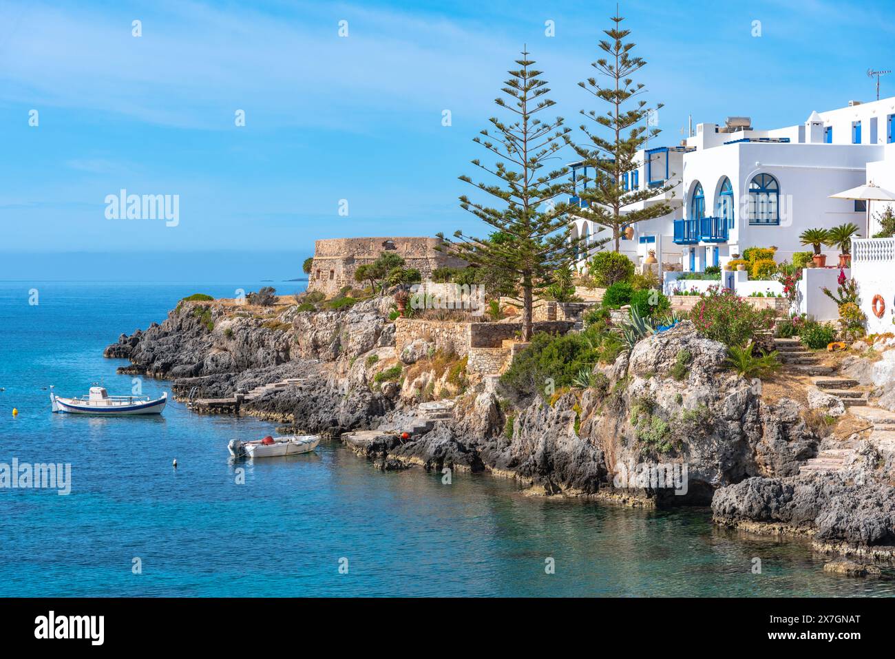 Famous seaside village of Avlemonas with beautiful natural scenic fjord ...