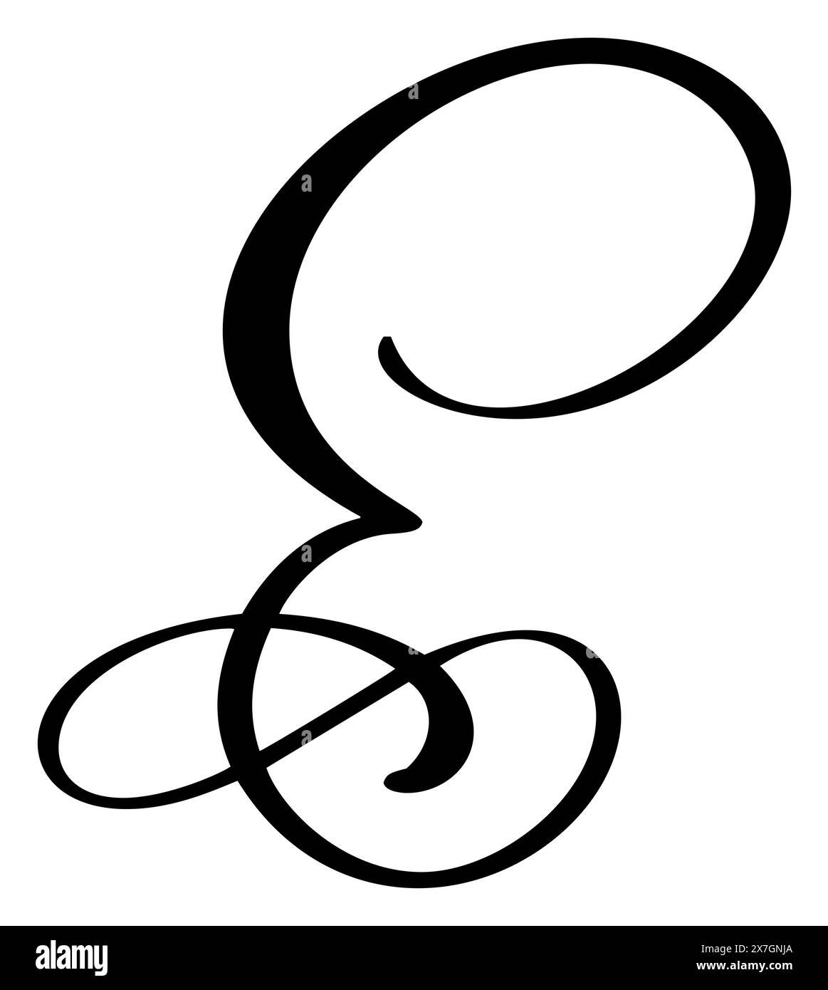 Hand drawn vector calligraphy letter E. Script font logo. Handwritten ...