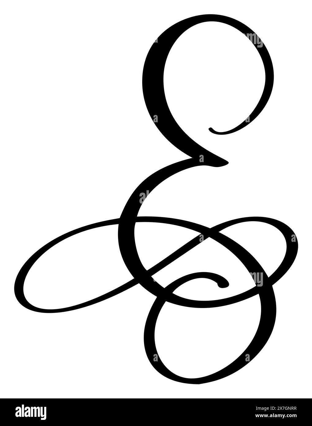 Vector calligraphy hand drawn letter E logo. Script font. Handwritten ...