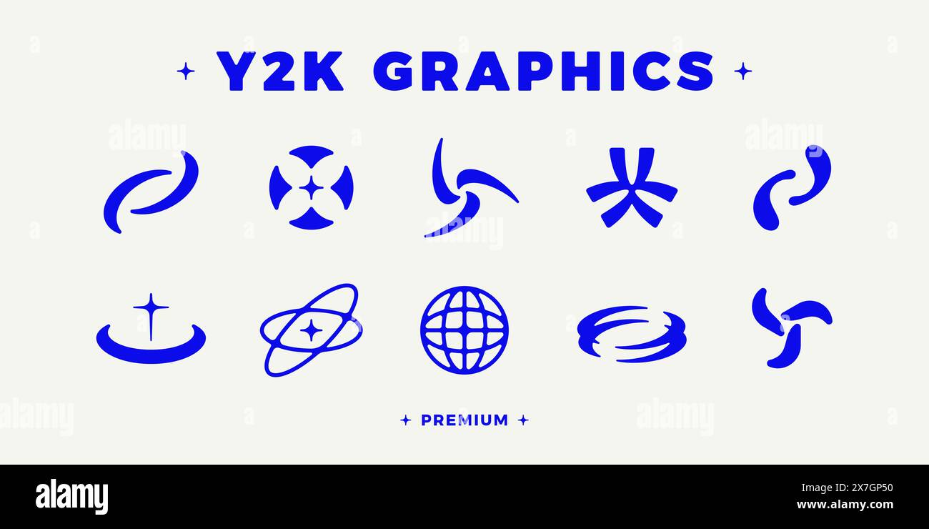 Y2K shapes set. 00s aesthetics. Y2K graphic design Stock Vector Image ...