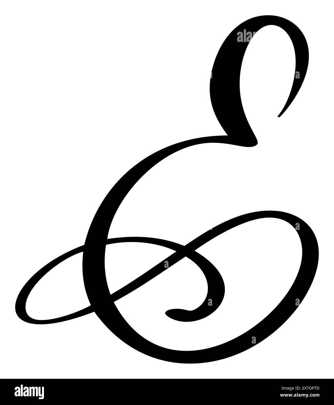 Vector calligraphy hand drawn letter E. Script font logo icon ...