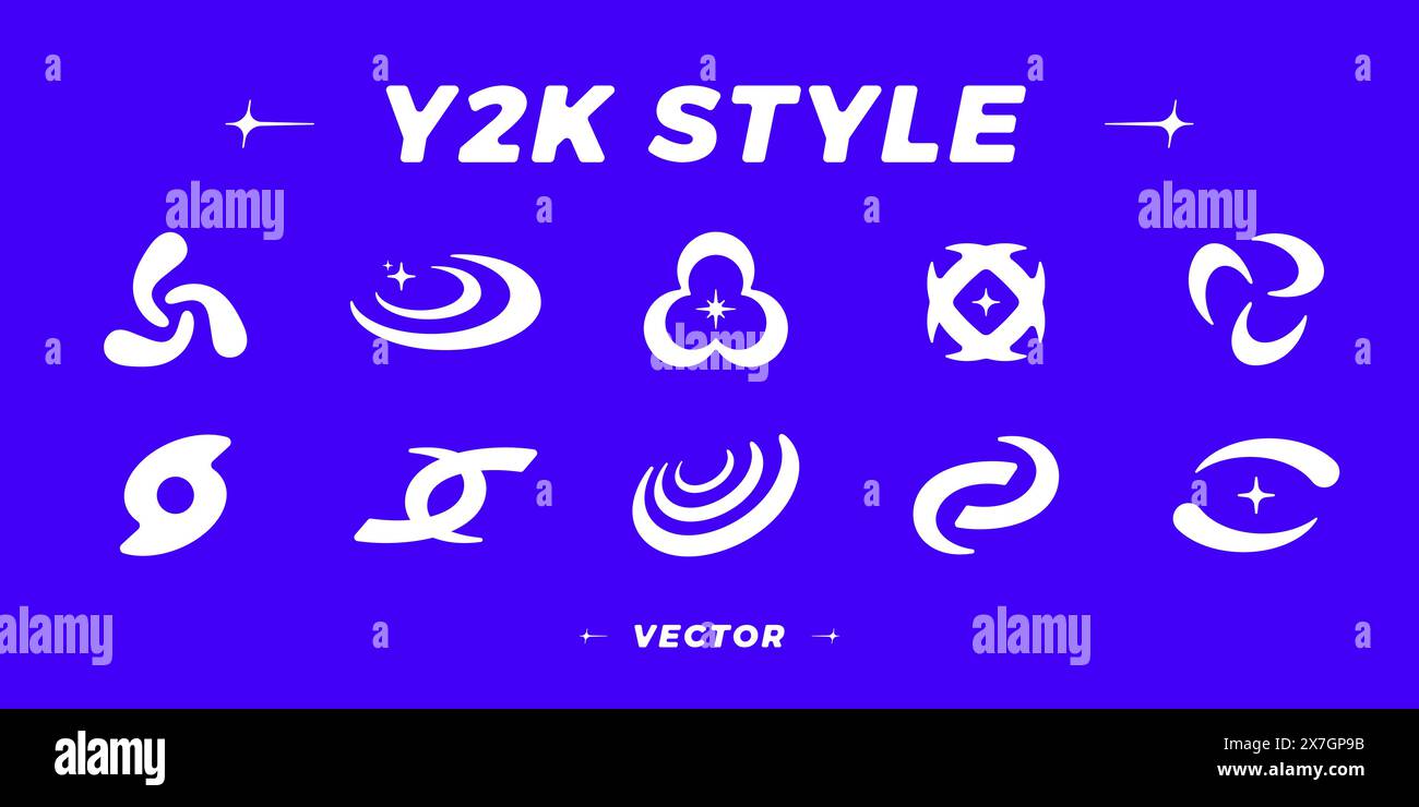 Y2K graphic design. Trendy retro futuristic geometric forms Stock ...