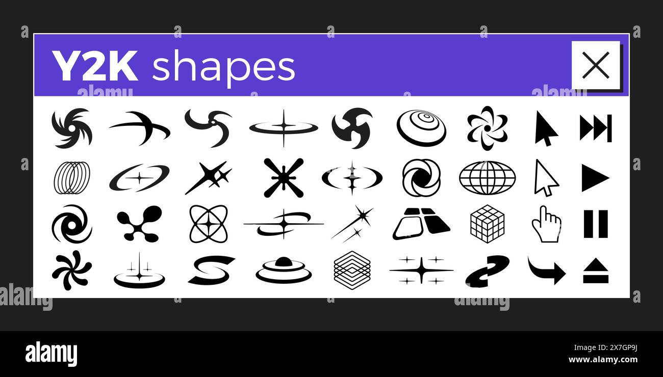 Y2K graphic design. 2000s vector shapes. Retro PC UI elements Stock Vector Image & Art - Alamy