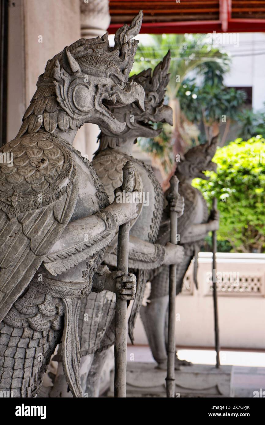 Thailand, Bangkok, Amarintharam Worawihan Temple, sacred statues at the ...