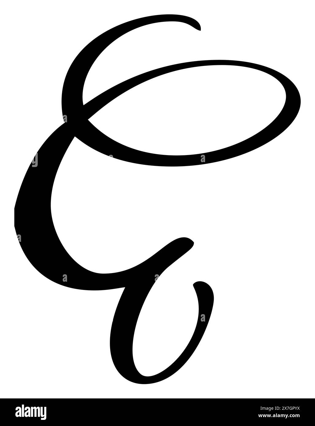 Vector calligraphy hand drawn letter E. Script font logo icon ...