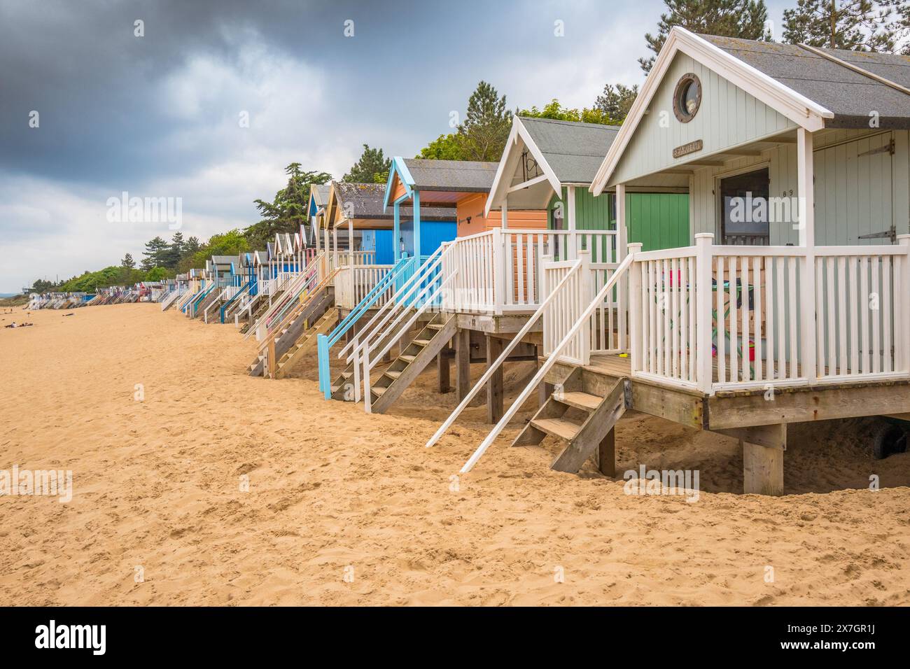 The iconic beach huts on the beach at Wells Next the Sea, Norflok ...