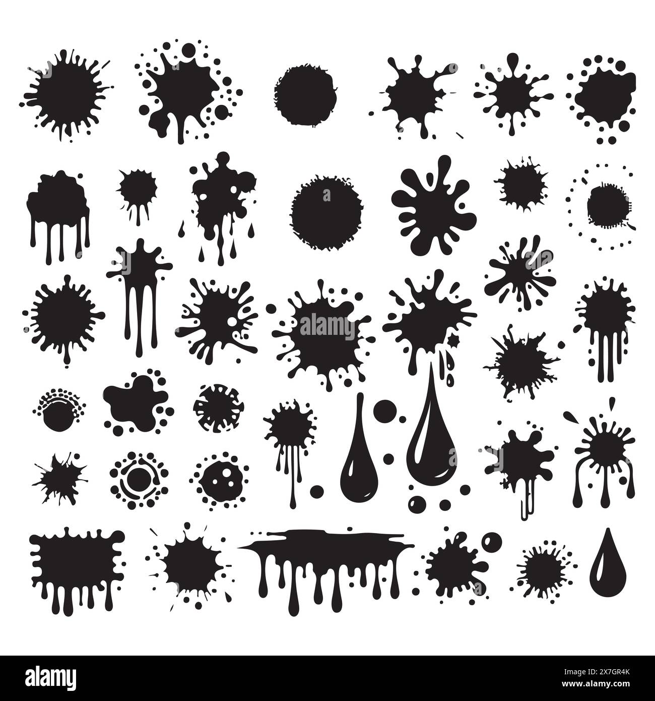 Silhouette set of Ink blots and drips. Vector isolated illustration ...