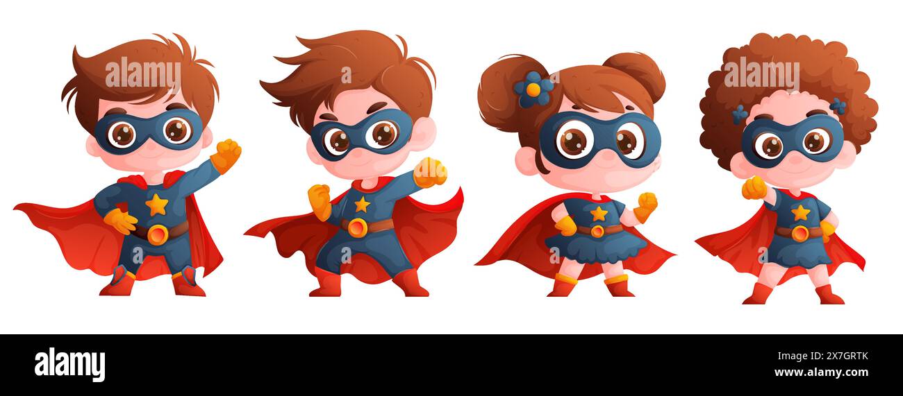 Adorable kids superheroes in costumes with capes - boys and girls ...