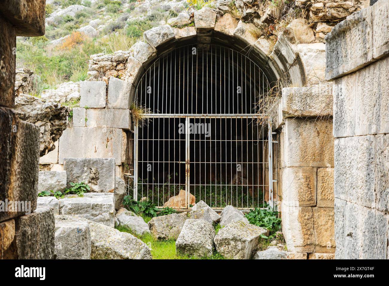 Barred entrance in ancient archway Stock Photo - Alamy