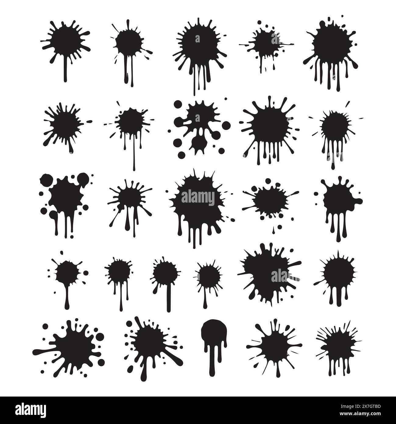 Silhouette set of Ink blots and drips. Vector isolated illustration ...