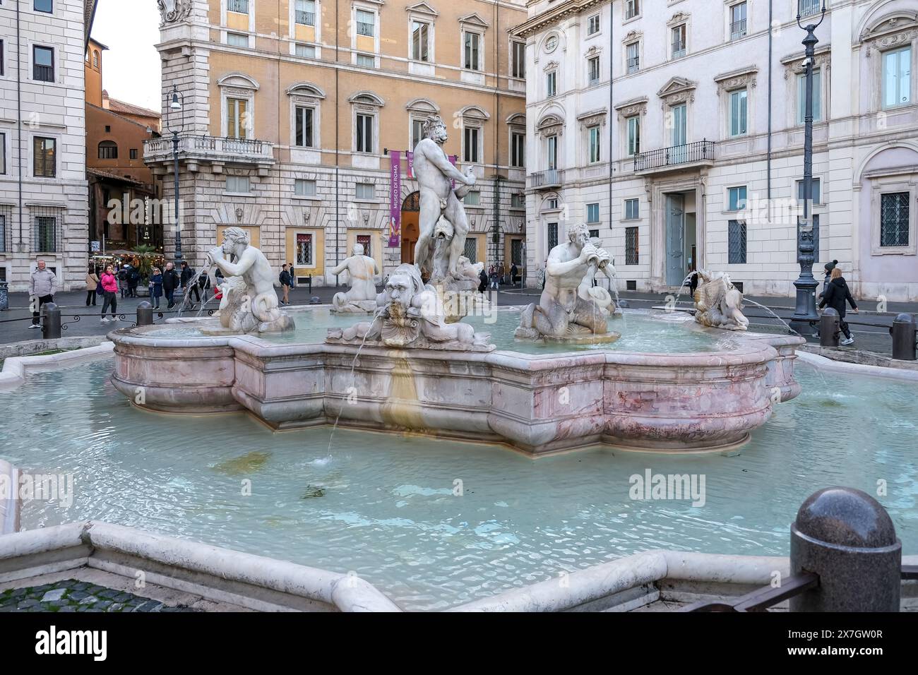 View of the Fountain of Neptune, a fountain in Rome, Italy, located at ...