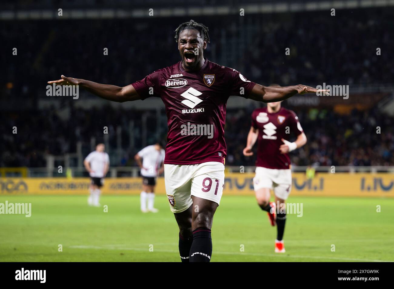 Turin, Italy. 18 May 2024. Duvan Zapata of Torino FC celebrates during ...