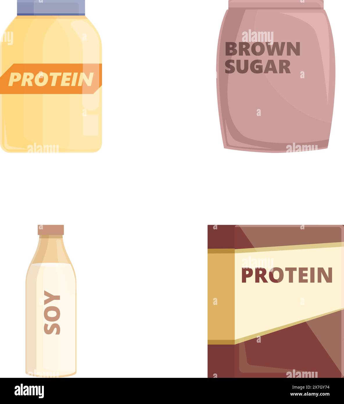 Artificial protein icons set cartoon vector. Food substitute in various ...